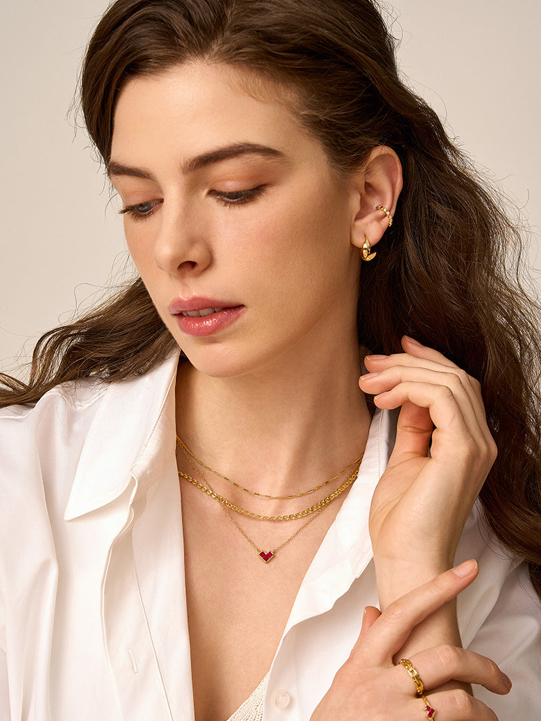 Princess Cut Ruby Heart Necklace | Leo Birthstone